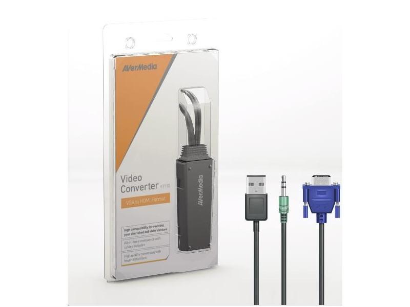 AVERMEDIA Adaptér VGA(vstup) -> HDMI(výstup) ET110 (převodník, video c ...